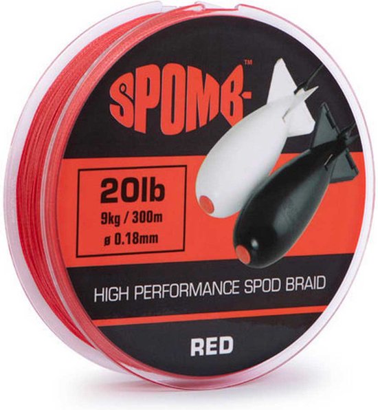 Spomb Braid - Red - Gevlochten Lijn - 9kg - 20lb - 0.18mm - 300m - Rood ...