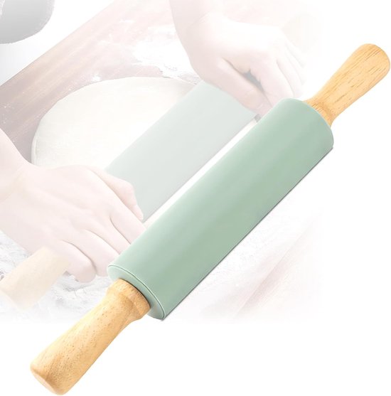 Deegroller, golfhout, hout, siliconen, grote bakrol, uitrolhout met ...