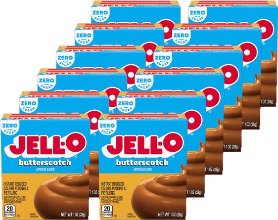 Jello | Butterscotch Pudding | Suikervrij | 12 stuks | 12 x 28 gram | bol