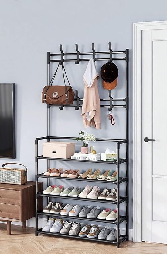 kapstok met schoenenrek set - clothes rack with shoe rack 80 x 28 x 175 ...