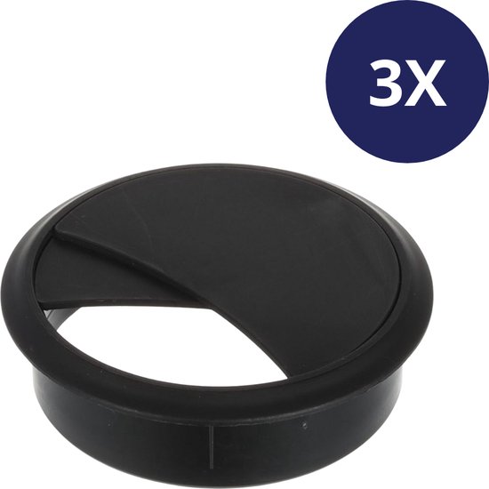 3x Kabeldoorvoer Zwart - ø60mm Boordiameter 20mm Diepte 69mm - Rond | bol