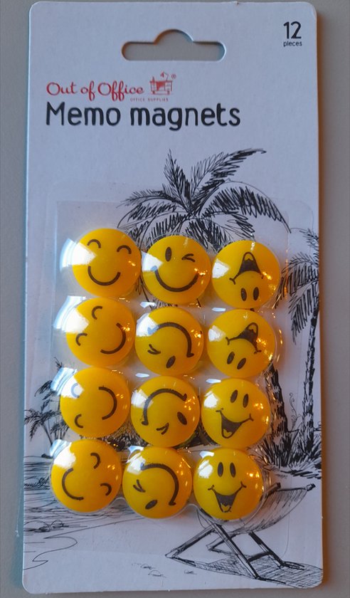 12 x Smiley magneten - Memo magneten - Emoticons - Koelkast magneet ...