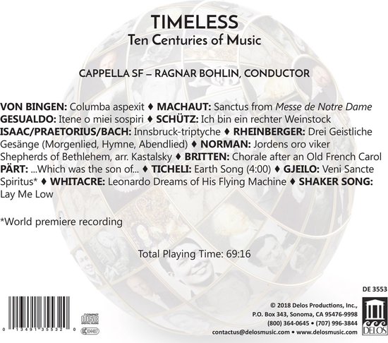 Cappella SF, Ragnar Bohlin - Timeless: Ten Centuries of Music (CD ...