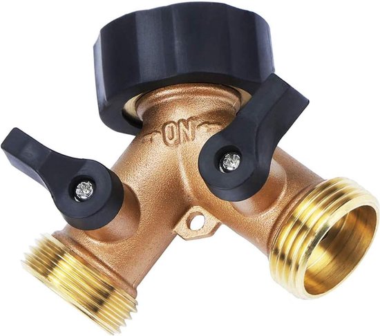 2-weg waterverdeler - Voor binnen en buiten - Messing – Past op Europese kranen - y... | bol