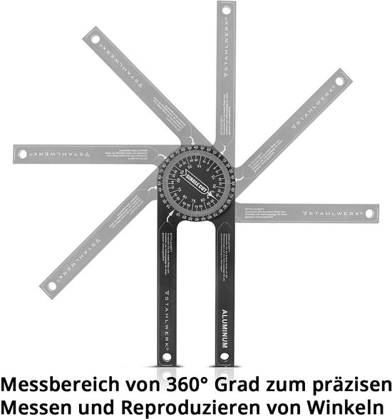 STAHLWERK gradenboog 360° graden aluminium verstek gradenboog ...
