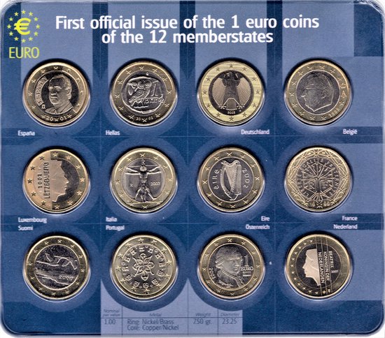 First official issue of the 1 euro coins of the 12 memberstates | bol