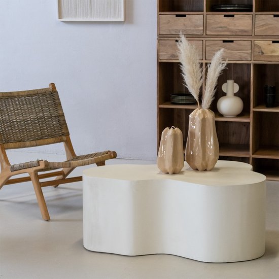 Giga Meubel Salontafel Lina - Organisch Form - Wit - Betonlook ...
