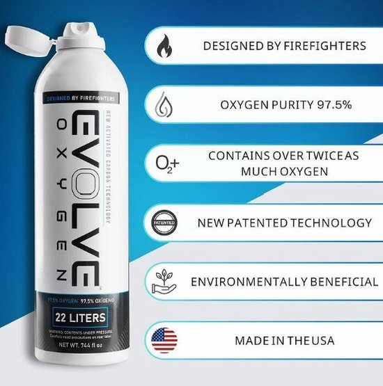 Evolve Oxygen 6x 22L Fliptop - Zuurstoffles - 97% Pure Zuurstof - Tegen ...