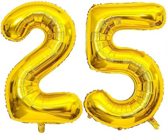 Cijfer ballon set goud 25 jaar verjaardag, versiering, versieren, feest ...