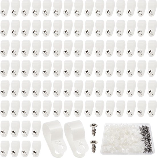 100 Stuks 13.2mm (1/2 Inch) Nylon R-Type Kabelklem, R-Type Kabelklem ...