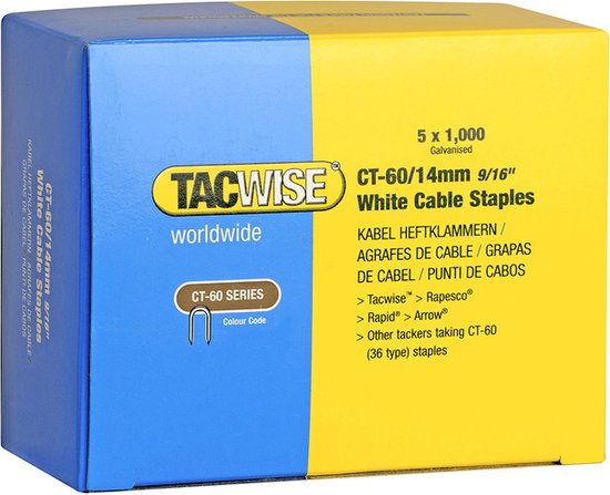 Tacwise kabelnieten voor tacker - Type CT60 - 14 mm - Gegalvaniseerd ...