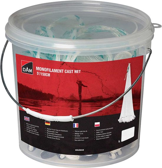 Werpnet - Visnet - Casting net - Manitoba monofilament visnet - 150 cm ...