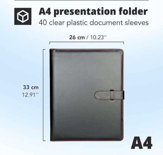 A4 Portfolio Map met Ringband Mechanisme - met 40 Plastic A4 Document ...