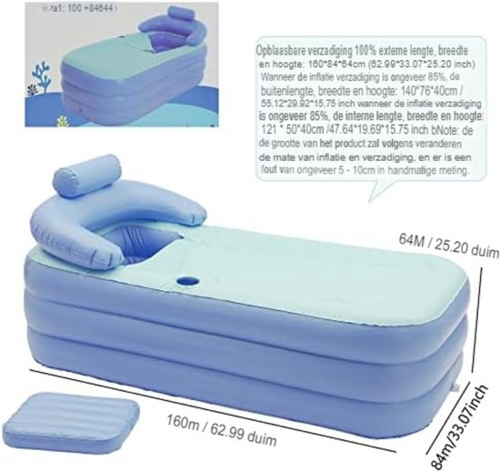 Opvouwbaar Ligbad - Opblaasbaar Ligbad - 160x84x64cm | bol