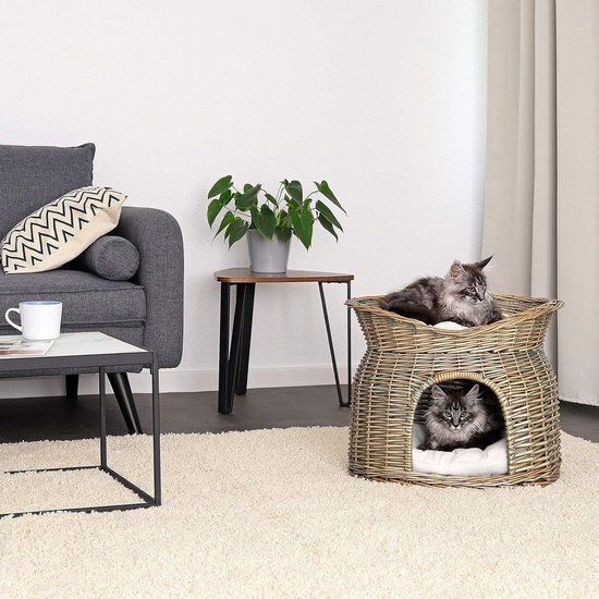 JK24 - Kattenmand - Gevlochten Kattenmand met kussen 55x39x43 cm ...