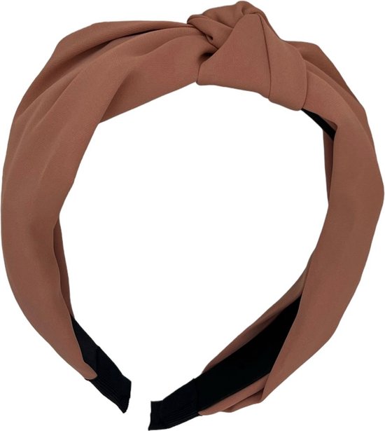 Diadeem - stof - haarband - met knoop - roze/bruin | bol