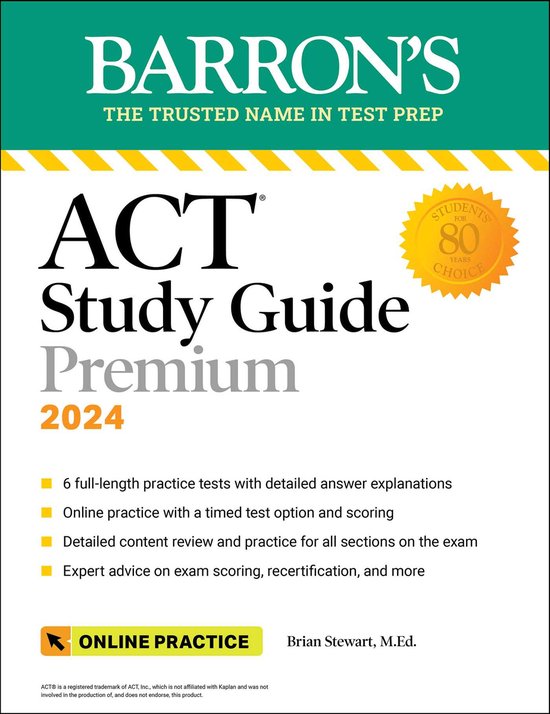 Barron's Test Prep- ACT Study Guide Premium, 2024: 6 Practice Tests ...