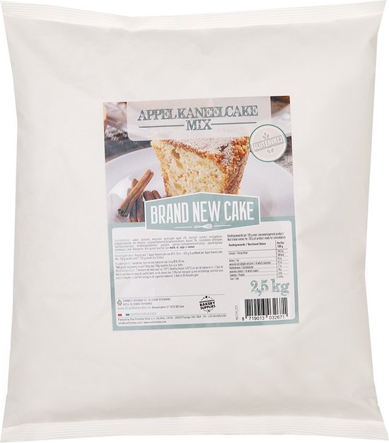 BrandNewCake® Appel/Kaneelcake-mix 2,5kg - Bakmix Glutenvrij | bol