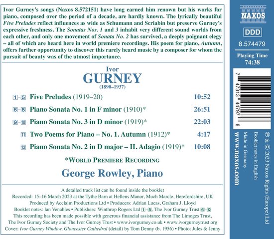 George Rowley - Piano Sonatas Nos. 1 And 3 - Piano Sonata No. 2: I (CD ...