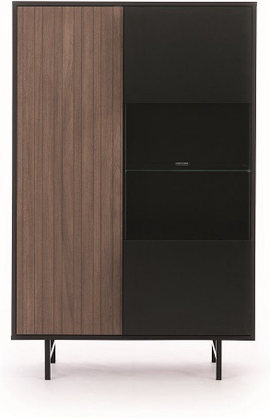 Vitrinekast - Planken - Gehard glas - Metalen poten - Push to open ...