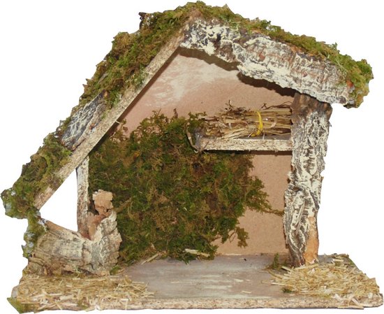 Euromarchi lege kerststal - zonder figuren - L25 x B13 x H21 cm -hout | bol