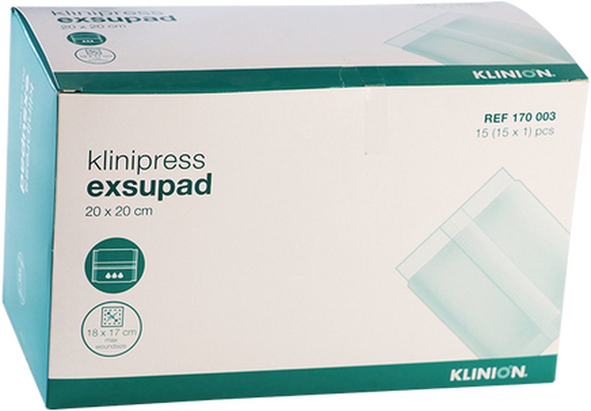 Klinion Exsupad, absorberend wondkompres, steriel, 20 x 30cm, 10 stuks ...