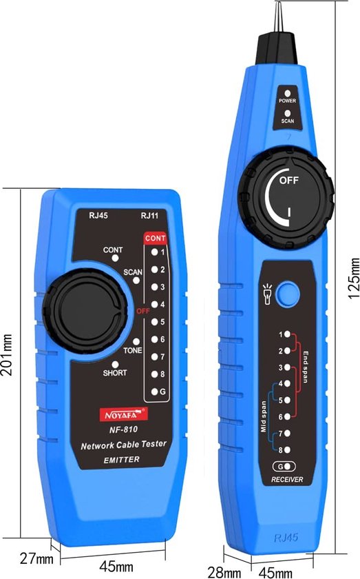 Elysium Netwerk Tester Set - Netwerk Tester - UTP tester - Kabel tester ...