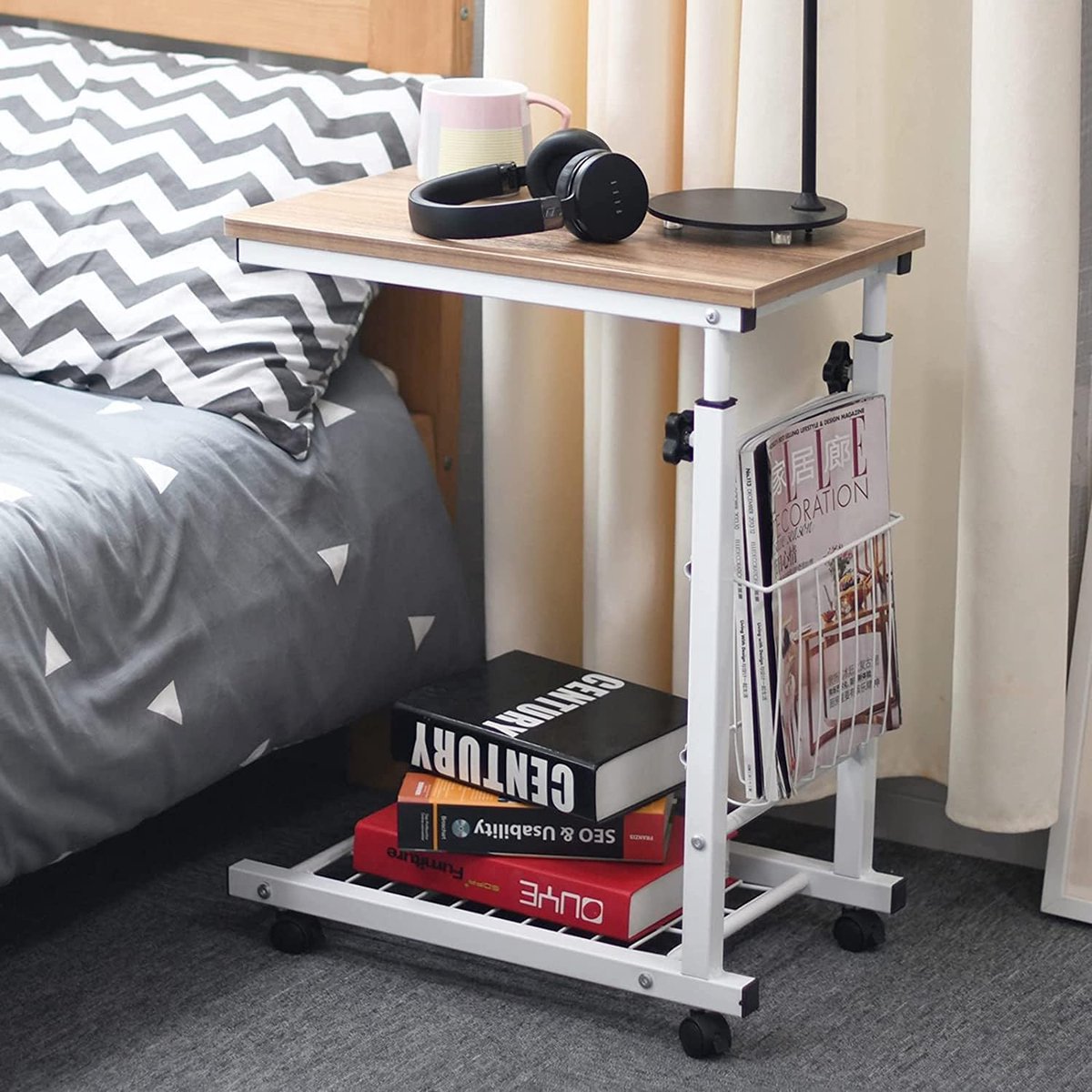 Laptoptafel, bijzettafel, in hoogte verstelbare tafel met wielen, 48 cm x 30 cm,... | bol