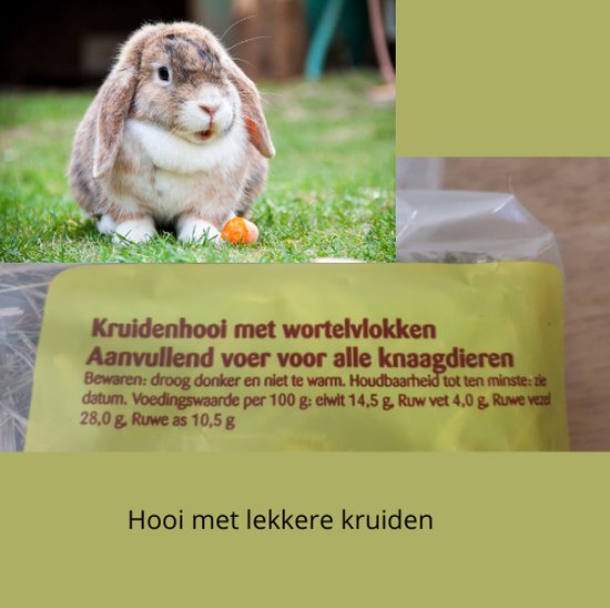 Knaagdier voer - Hooi met wortelen - Konijnenvoer - Kruidenhooi ...