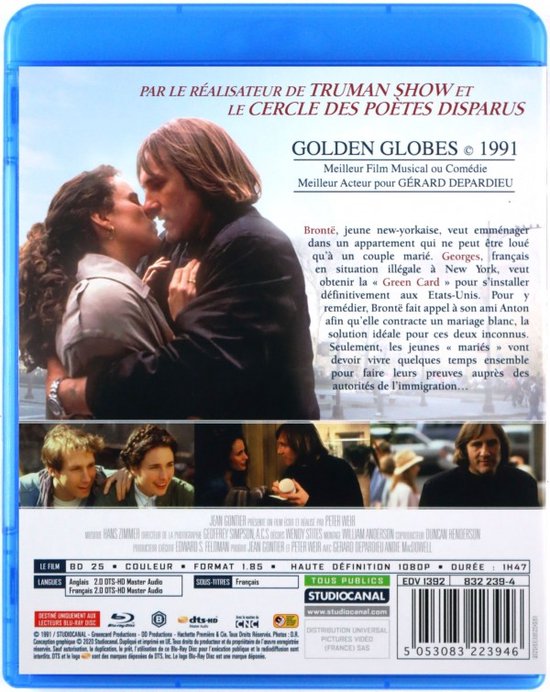 Green Card [Blu-Ray] (Blu-ray), Gérard Depardieu | DVD | bol