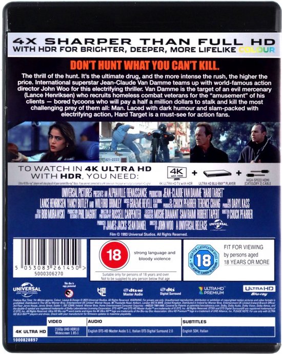 Hard Target 4K - Blu-Ray - Actiefilm over een dodelijk spel | bol