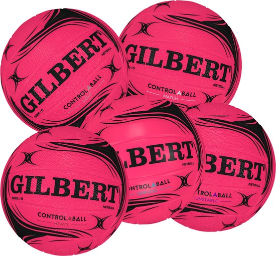 Gilbert Netball Control a Ball - Size 5 - Fluo Roze / Zwart | bol