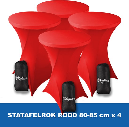 Statafelrok Rood x 4 – ∅ 80-85 x 110 cm - Statafelhoes met Draagtas - Luxe Extra Dikke... | bol