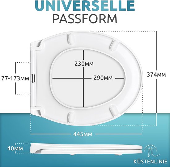Toiletdeksel met softclosemechanisme, complete set, optimale montage ...