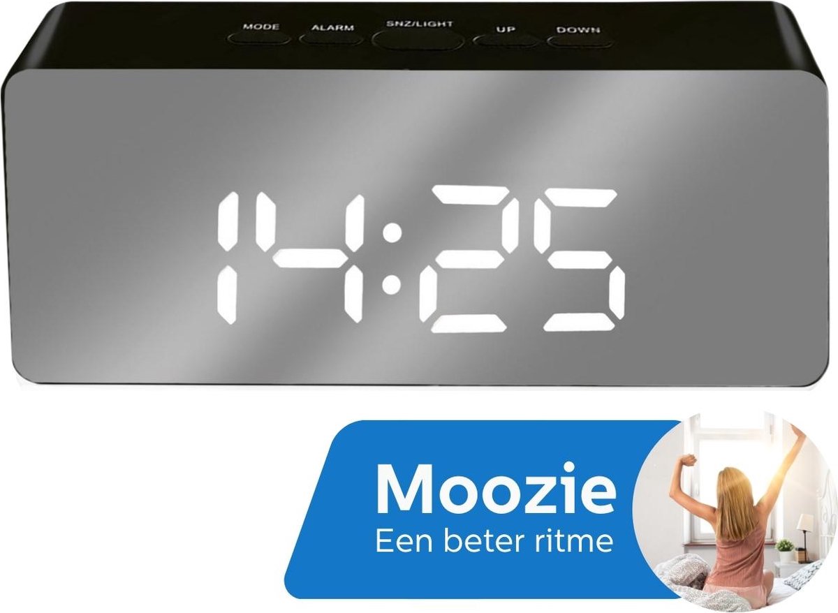Moozie Wekker - Digitale Wekker voor Slaapkamer - Digitale Klok LED ...