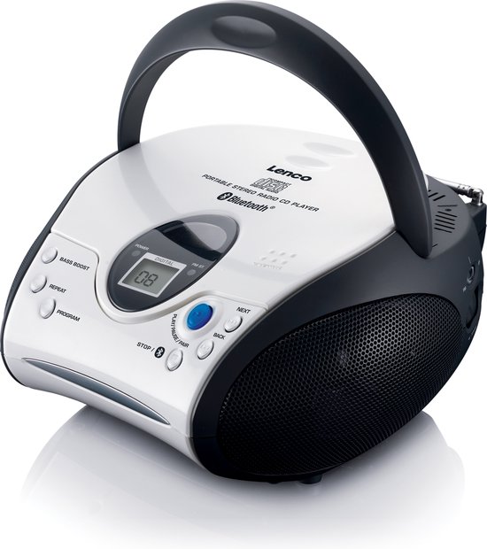 Lenco SCD-24BT WHBK - Draagbare CD-speler met FM radio en Bluetooth ...