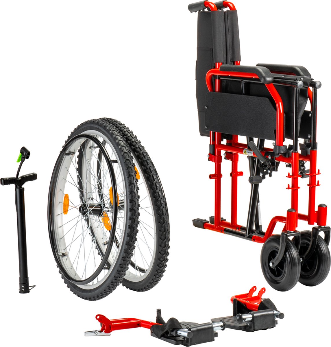 Sky Offroad rolstoel met luchtbanden - Mountainbike banden - Rood ...