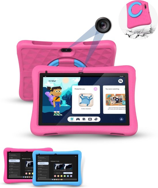 KidWorld Kindertablet Roze | 4GB RAM + 64GB Geheugen | Extra Groot 10 ...