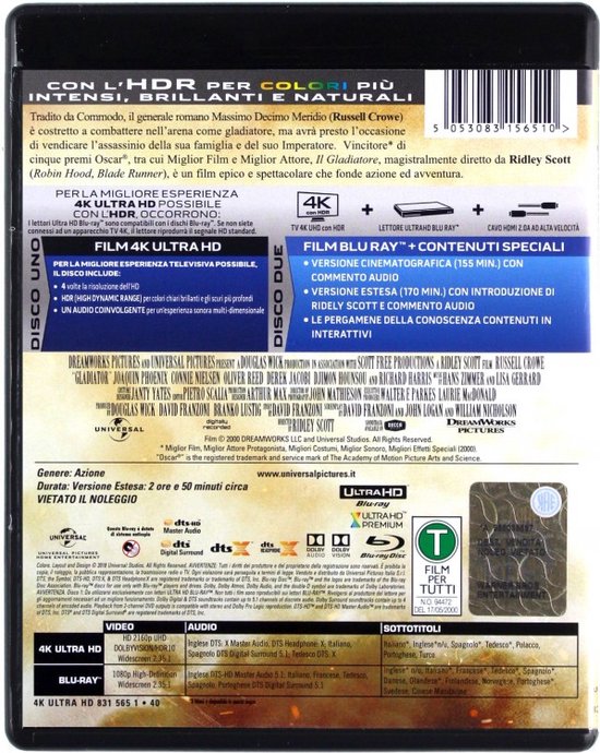 Gladiator [Blu-Ray 4K]+[Blu-Ray], Joaquin Phoenix | Dvd's | bol