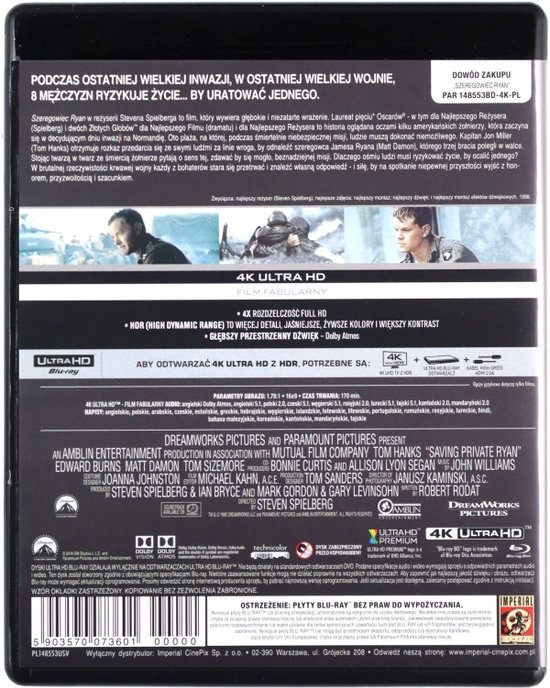 Saving Private Ryan [Blu-Ray 4K], Barry Pepper | Dvd's | bol