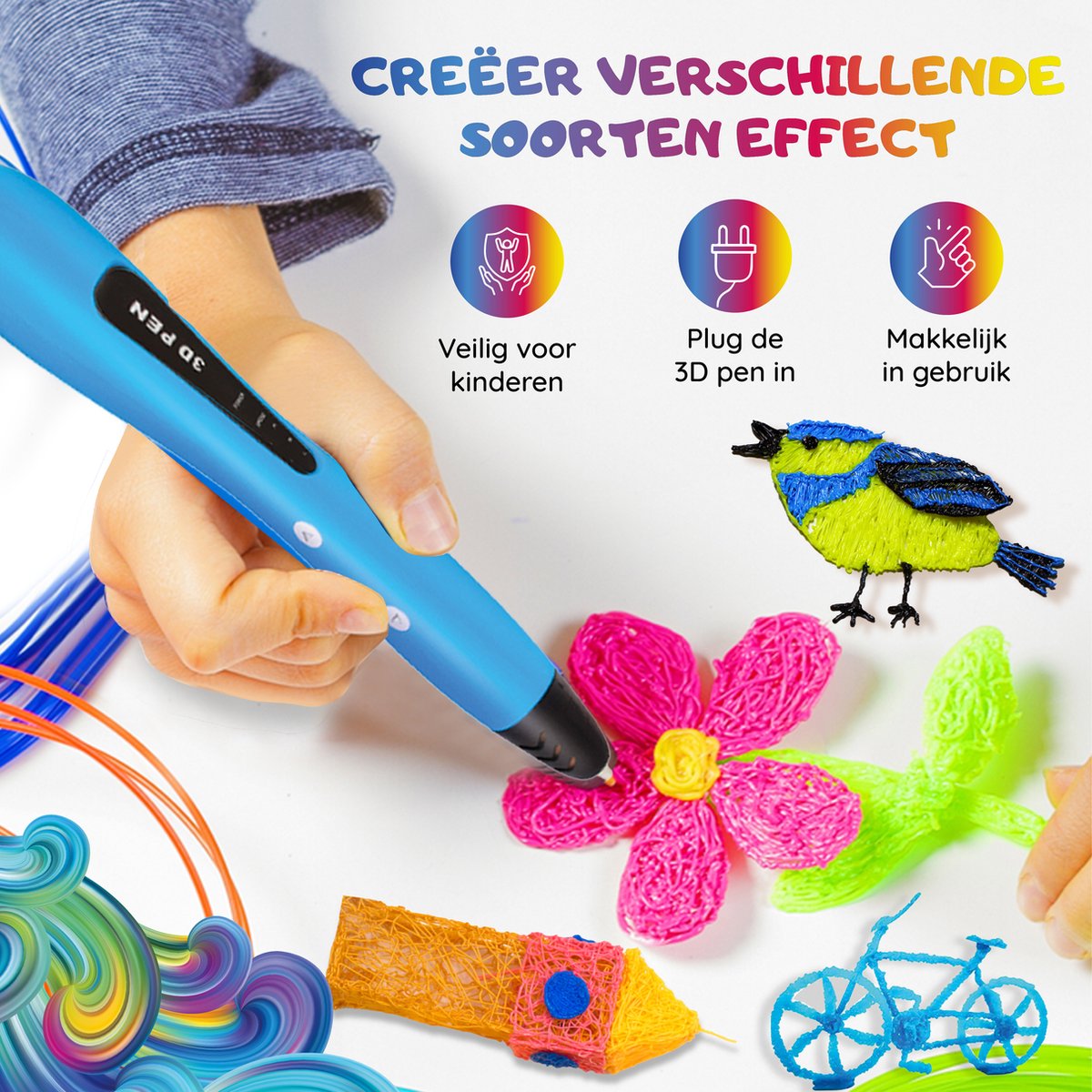 3D Pen Starterspakket - Melify 3D Pen Blauw - Knutselen Jongens - 3D ...