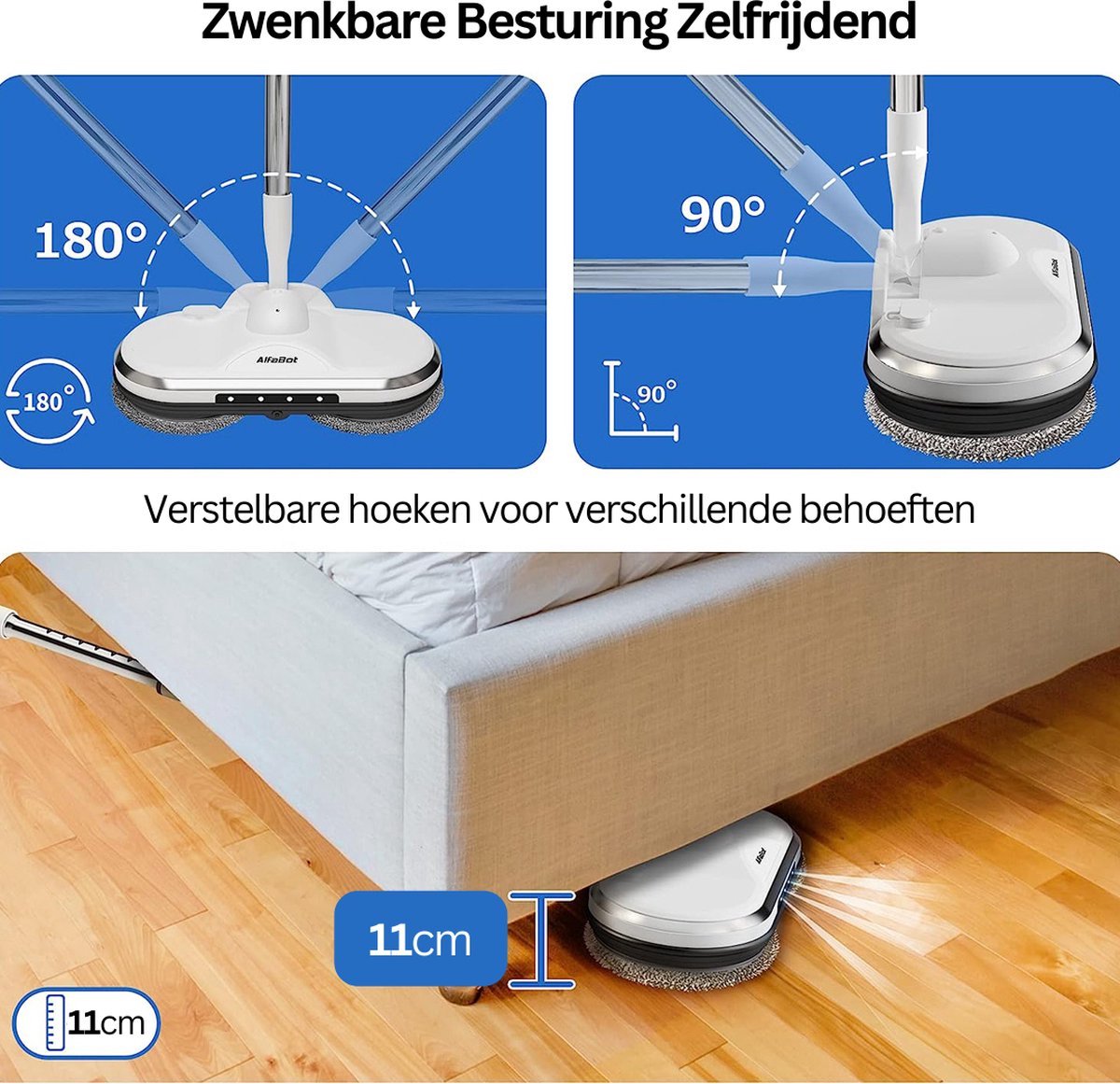 Elektrische Vloerreiniger Verstelbaar - Elektrische Dweil met Led Lamp ...
