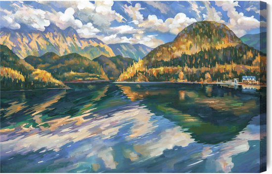 Schilderijkoning - Canvas Schilderij Artistiek Berglandschap - 120 x 80 cm | bol