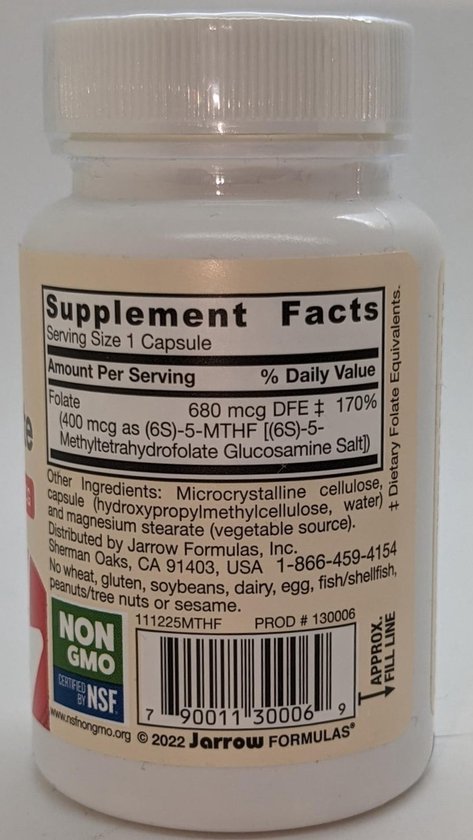 Jarrow Formulas 5-MTHF Methylfolate - Biologisch beschikbaar foliumzuur ...