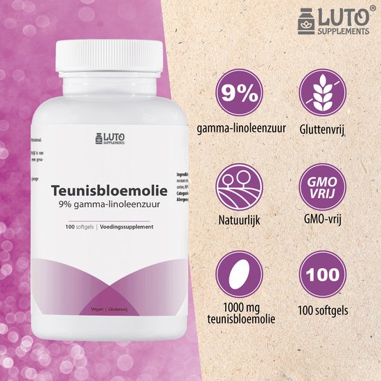 Teunisbloemolie - 1000mg - Premium: 9% gamma-linoleenzuur GLA - 100 ...