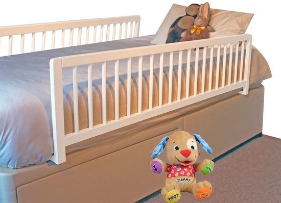 Safetots Extra Breed Dubbelzijdig Houten Bedhek, Wit, 38cm Hoog x 140cm ...