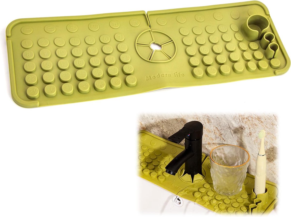 Keukenspoelbak, spatbescherming, siliconen waterkraan, mat, afdruipmat ...