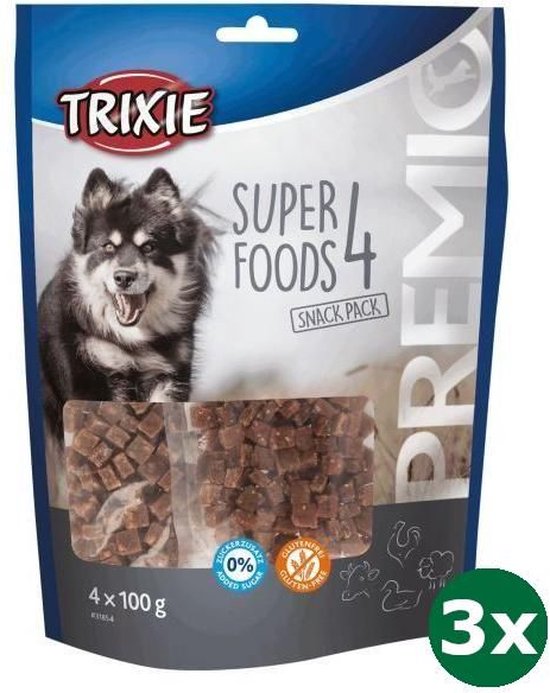 3x4x100 gr Trixie premio superfoods kip / eend / rund / lam | bol