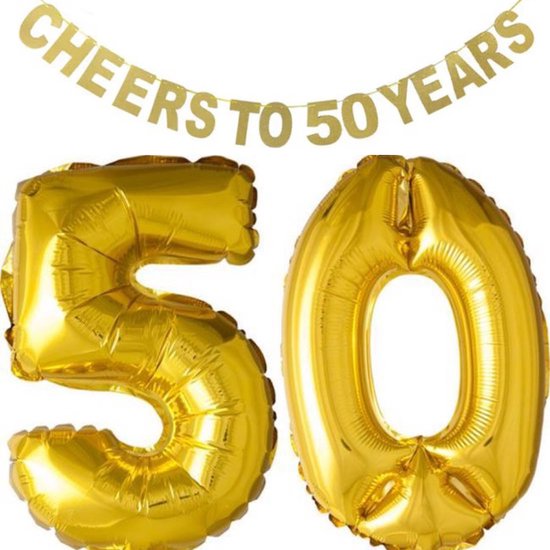 3-delige set Cheers to 50 Years met slinger en folie ballonnen - 50 ...