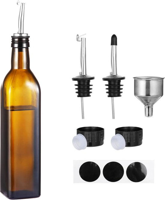 Oliefles, 500ml olijfoliefles met trechter, automatische ...